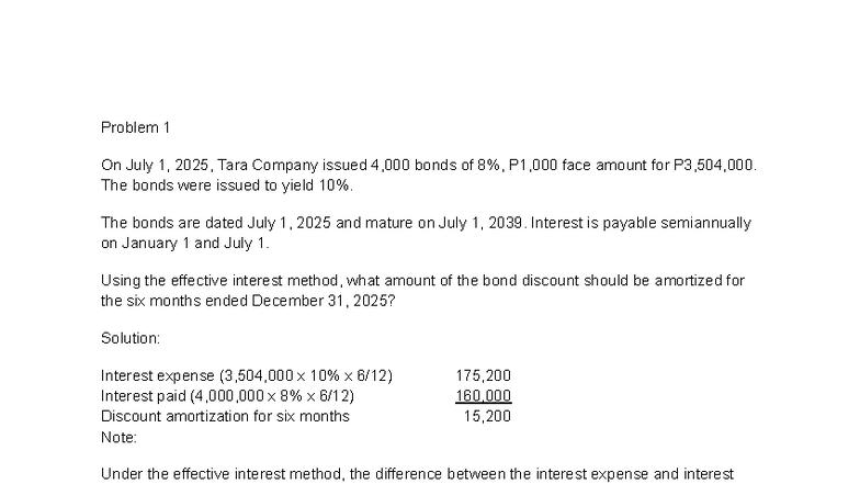 Bonds Payable Sample Problems: Effective Interest Method Analysis - Studocu