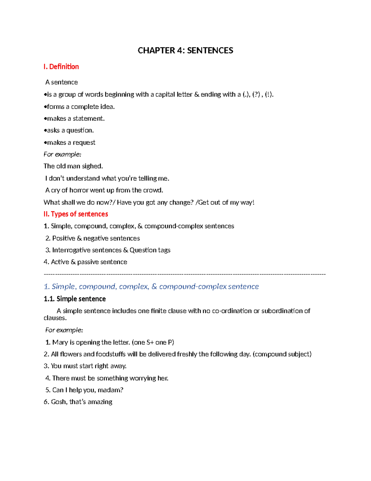 CHAPTER 4: UNDERSTANDING SENTENCES - TYPES & STRUCTURES - Studocu