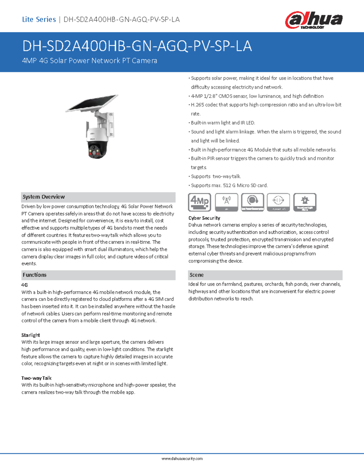 Lite Series 4MP 4G Solar Power Network PT Camera Overview - Studocu