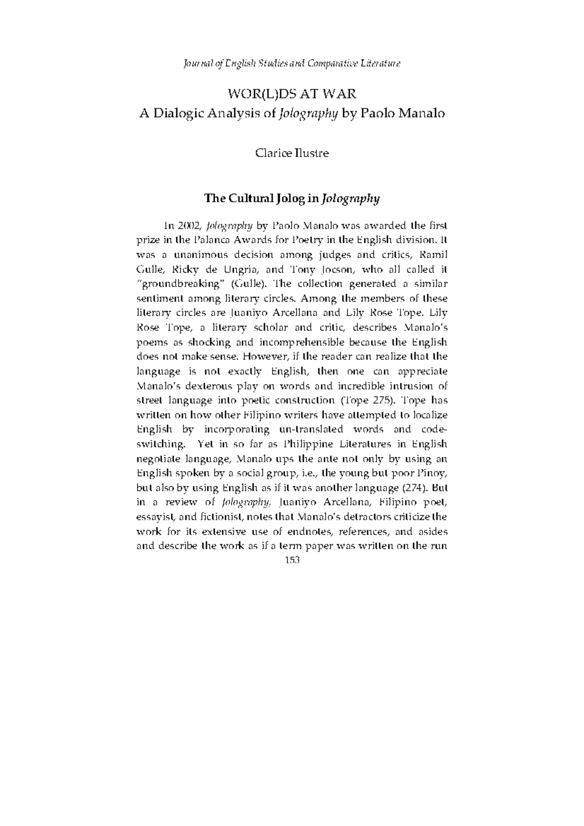 Dialogic Analysis of Jolography: Insights and Cultural Contexts - Studocu