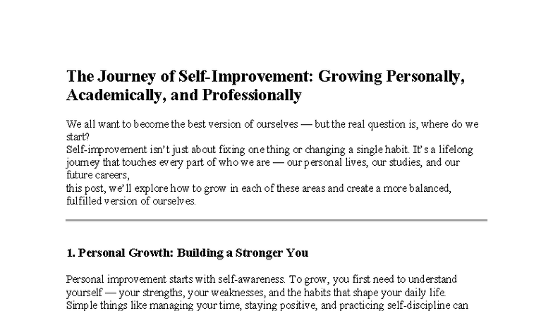 Personal, Academic & Professional Growth Journey: A Guide - Studocu