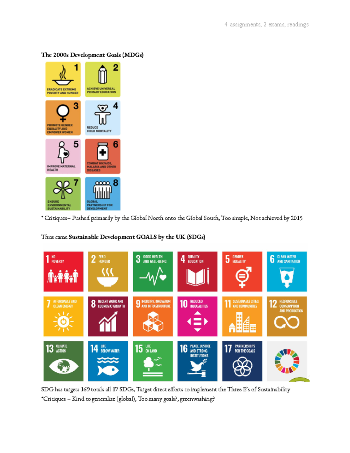 Intro to Sustainability SDGs 1st midterm - The 2000s Development Goals ...