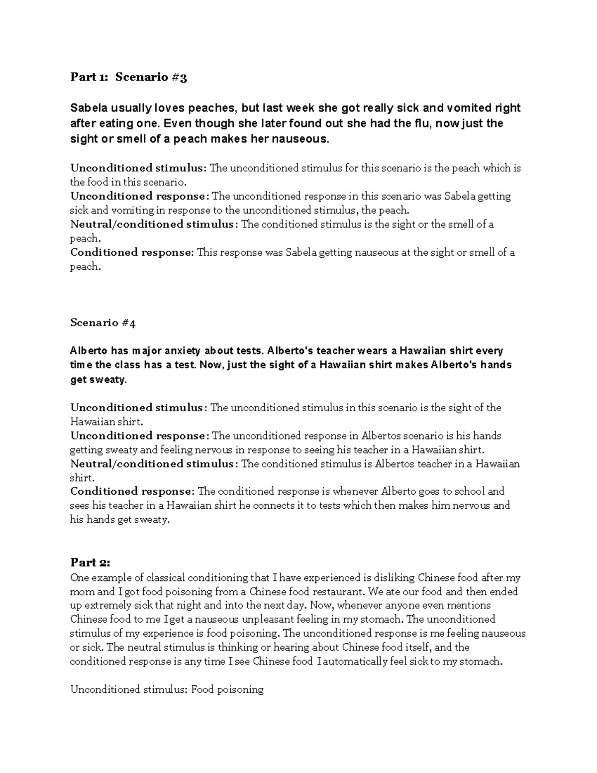 Psychology 3.01 Classical Conditioning Case Studies and Analysis - Studocu