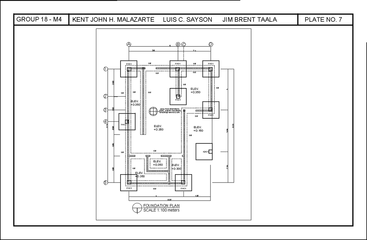 Foundation PLAN - SCALE 1:100 metersFOUNDATION PLAN 3. 2. 3 6 4 1. 2 3 ...