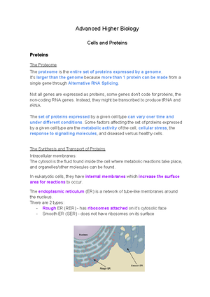 AH Biology Summary Notes - Unit 1 - Advanced Higher Biology Unit 1 ...
