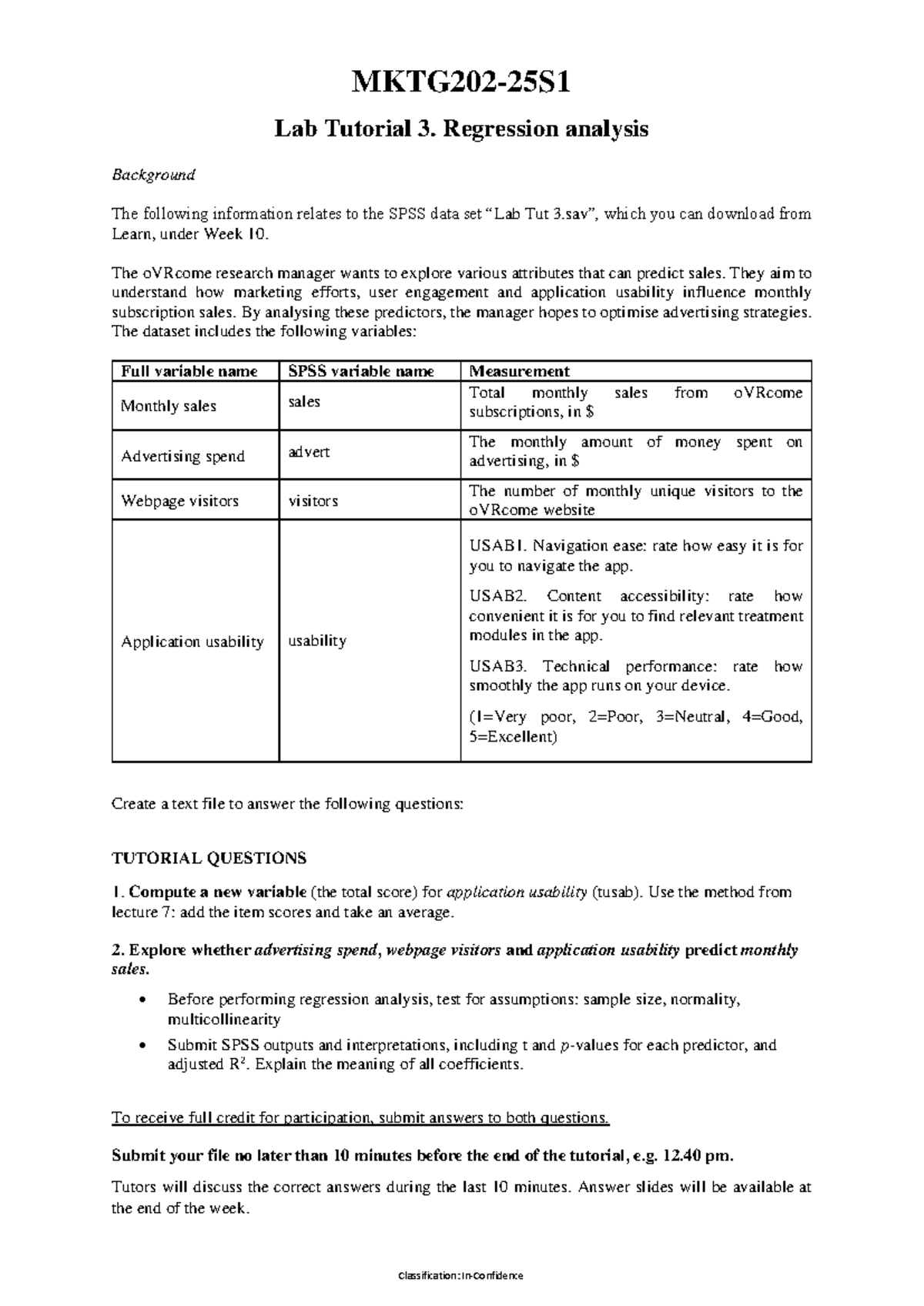 Lab Tutorial 3: Regression Analysis for Mktg202 - 2025 - Studocu