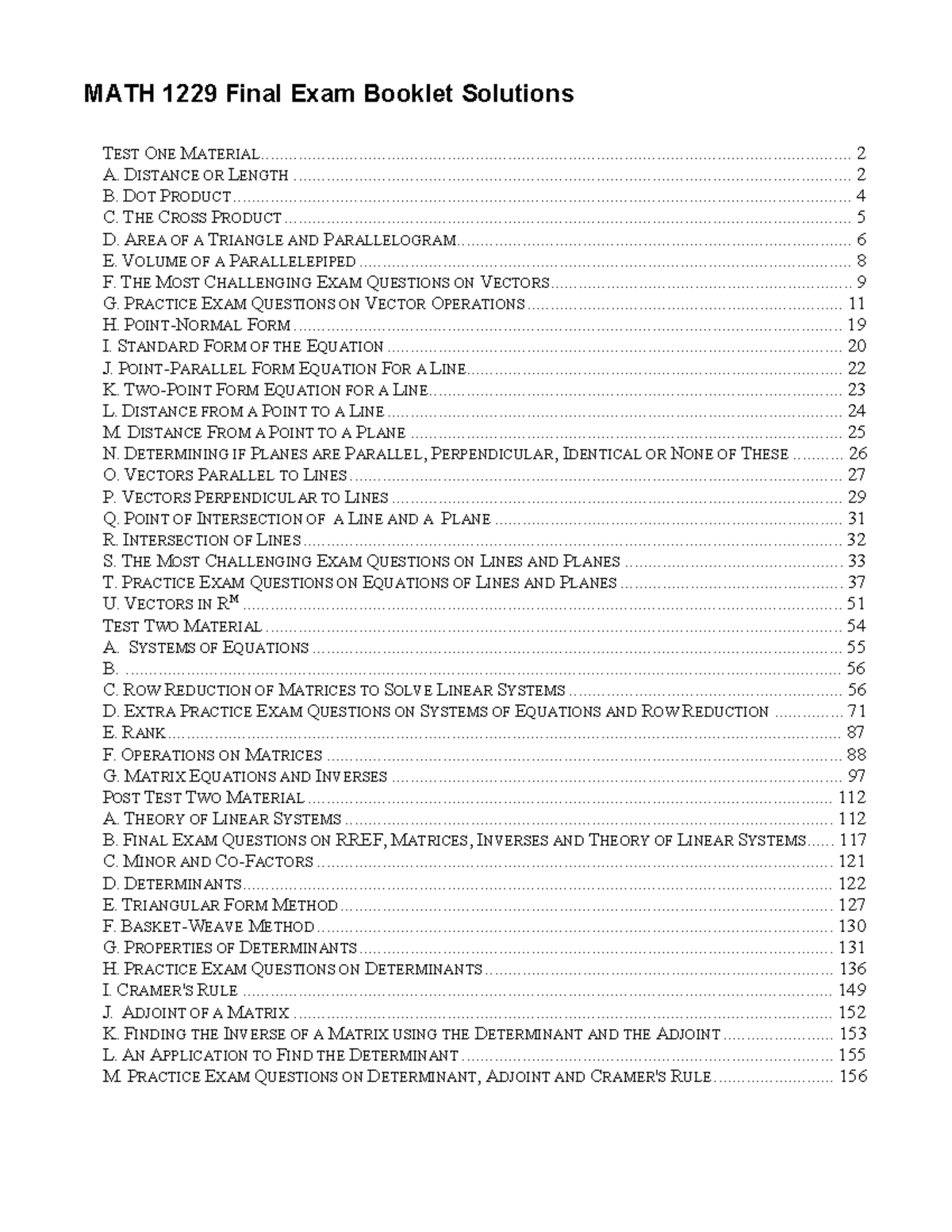 MATH 1229 Final Exam Solutions: Comprehensive Review of Key Topics ...