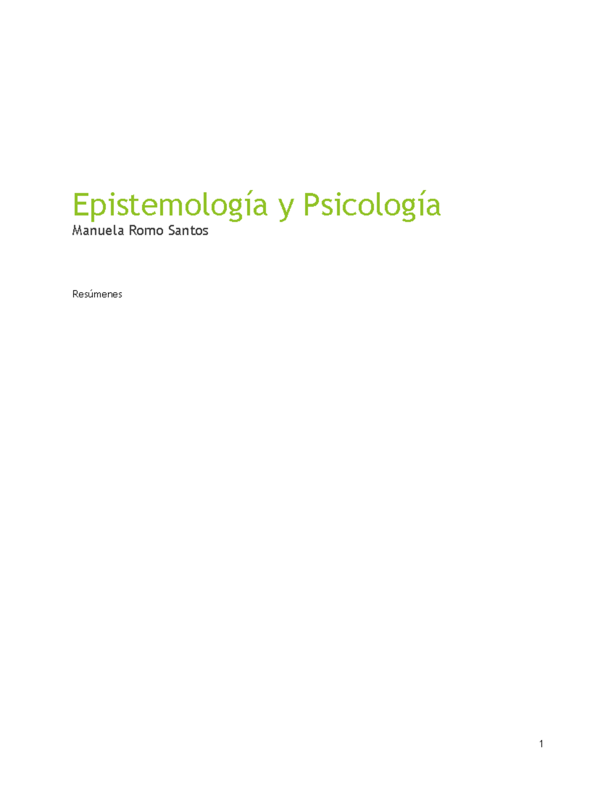 Resumen libro 'Epistemología y Psicología' Manuela Romo - y Manuela ...
