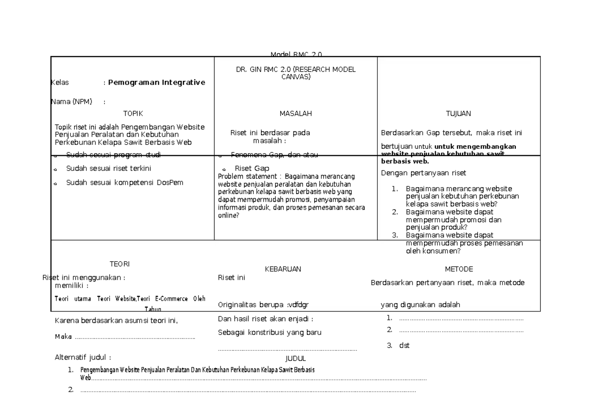 Proposal Project RMC 2.0: Website Penjualan Perkebunan Kelapa Sawit ...