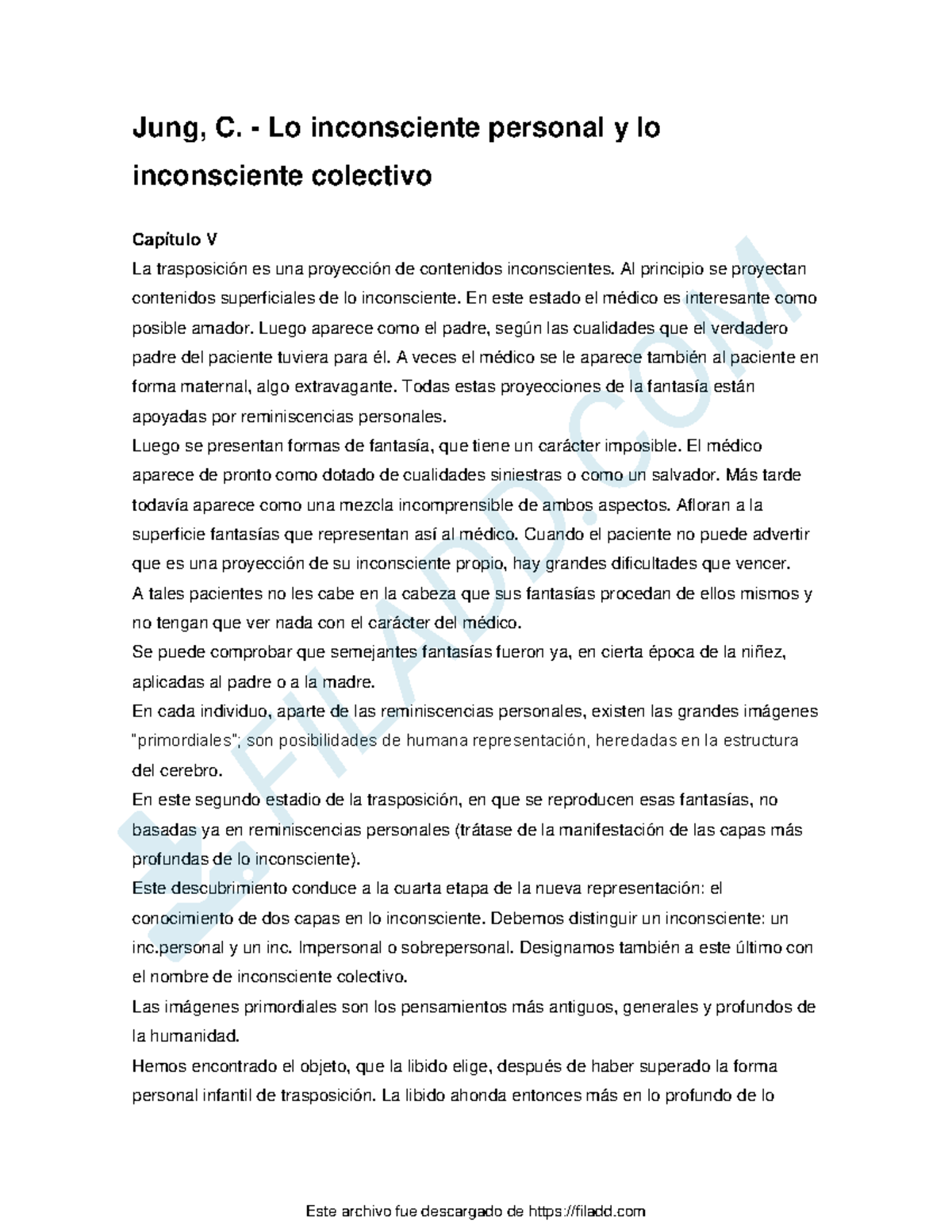 Jung - Lo Inconsciente Personal y Colectivo: Análisis Profundo - Studocu