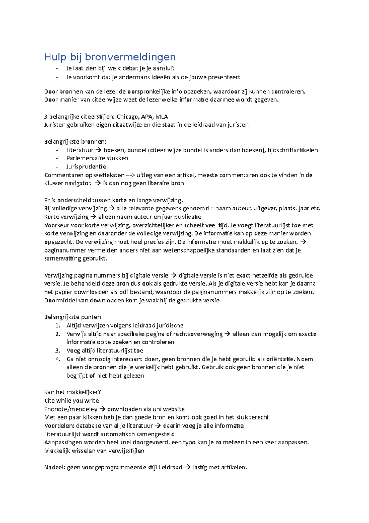 Hulp bij Bronvermeldingen en Citeerstijlen voor Juristen - Studeersnel