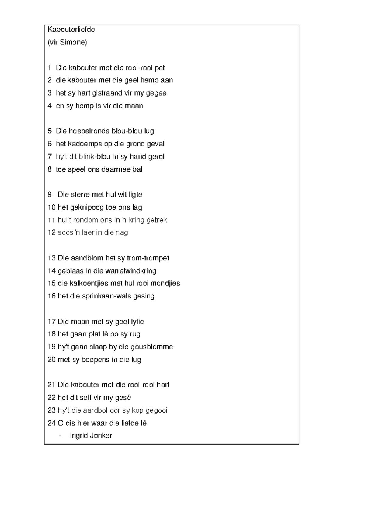 Gedig 5: 'Ek het 'n huisie by die see' - Analise en Interpretasie - Studocu