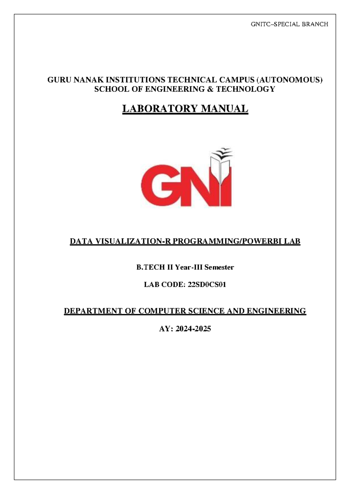 Data Visualization Lab Manual - B.Tech II Yr CSE (22SD0CS) - Studocu