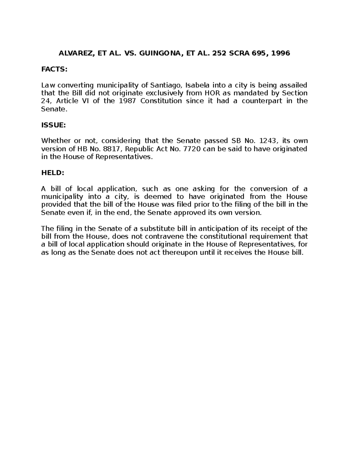 Alvarez VS. Guingona - Digest not mine. - ALVAREZ, ET AL. VS. GUINGONA ...