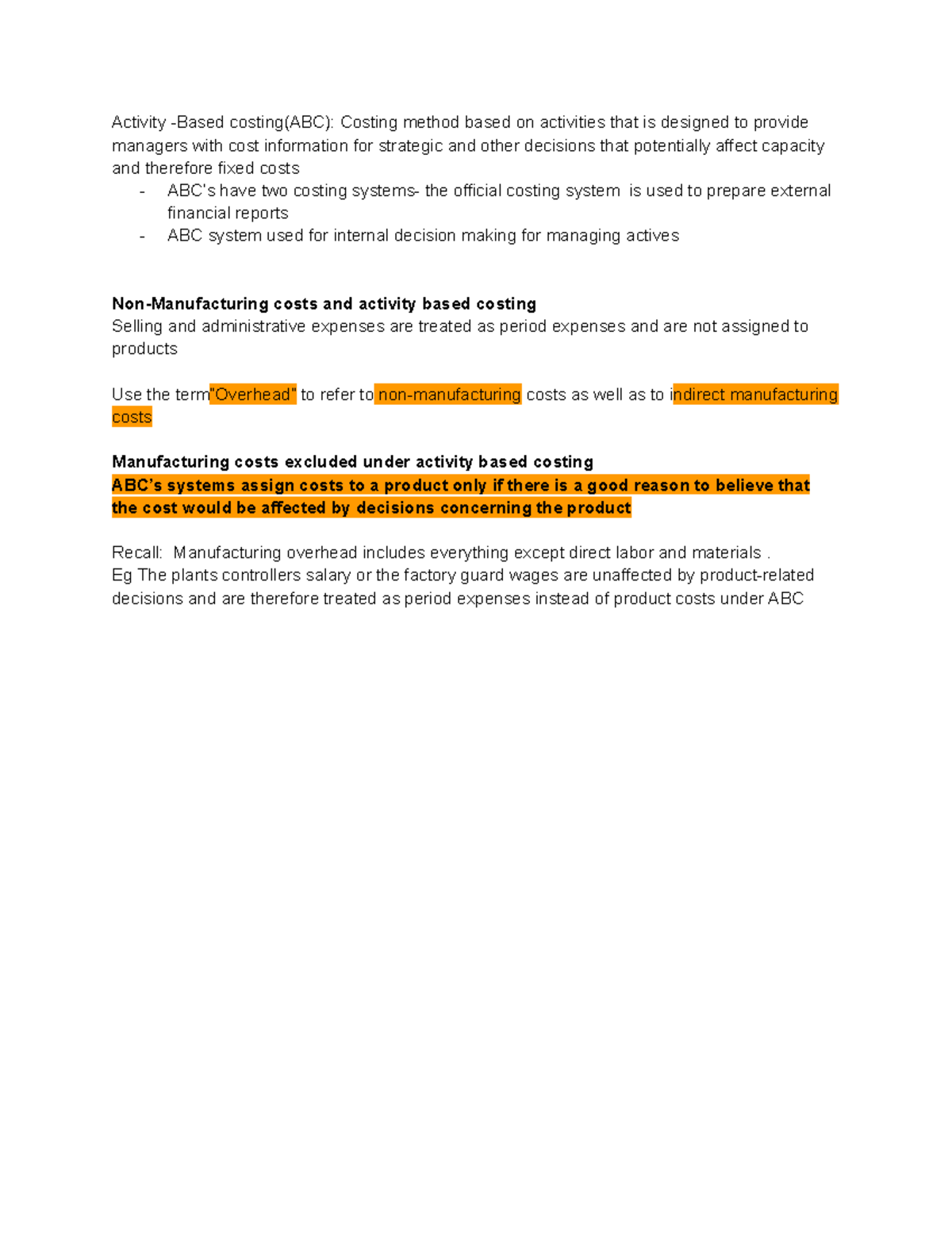 Accounting Chapter 6: Activity-Based Costing (ABC) Explained - Studocu