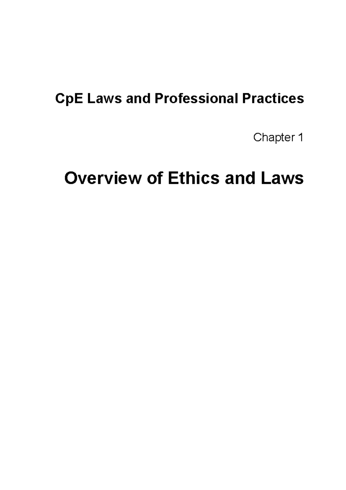 CpE 101 Chapter 1: Ethics and Laws Overview in Legal Practice - Studocu