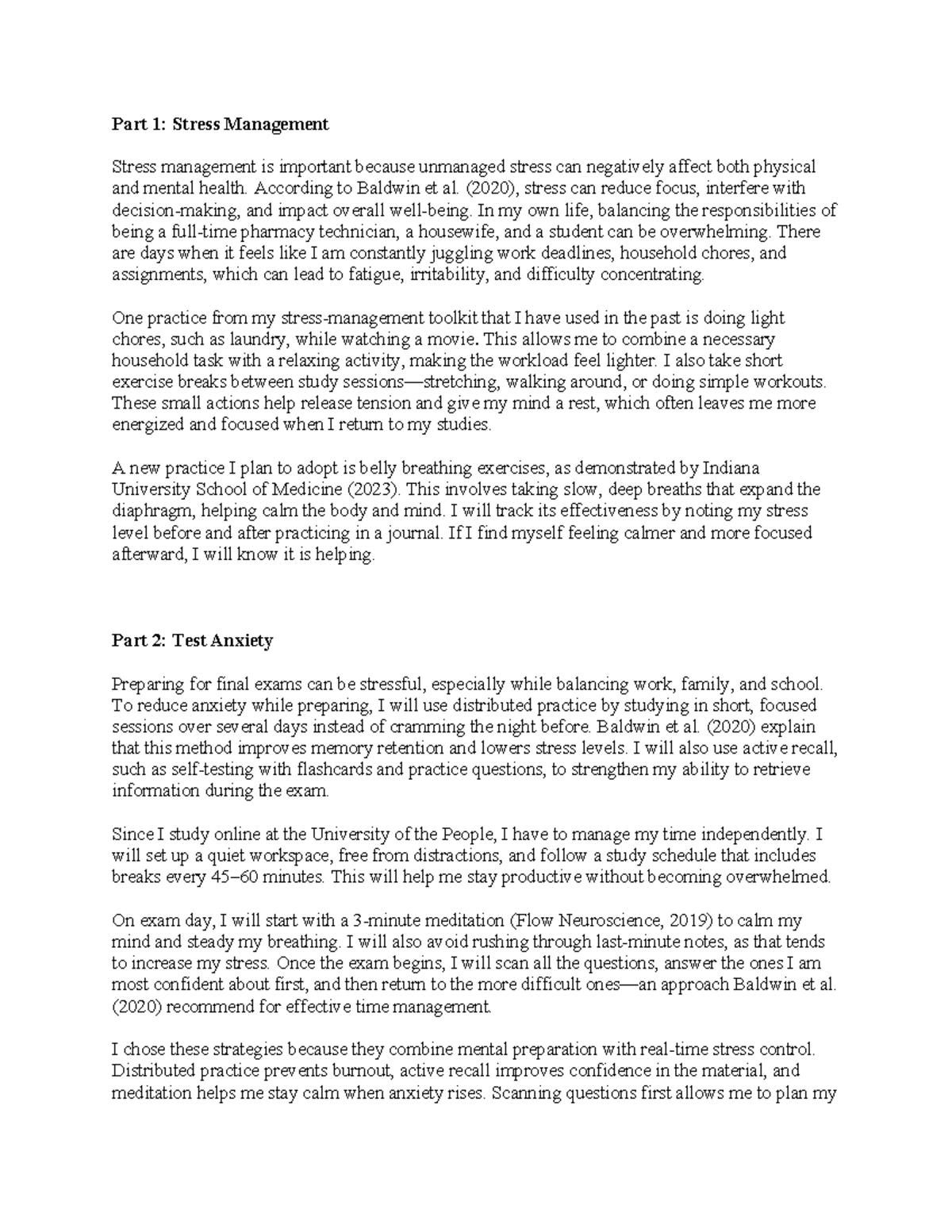 Discussion 8: Strategies for Stress Management & Test Anxiety - Studocu