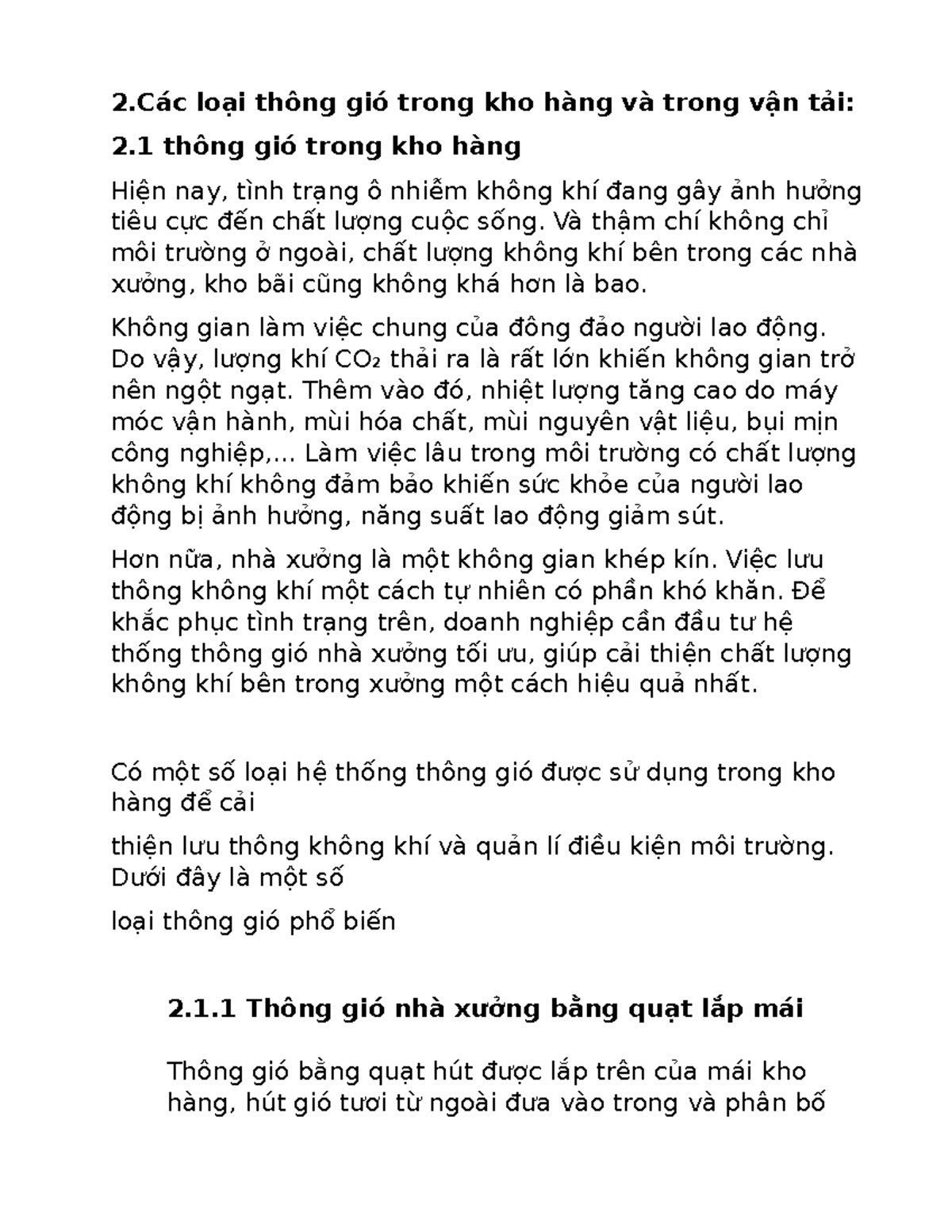 Nghiên cứu về các hệ thống thông gió trong kho hàng và vận tải - Studocu