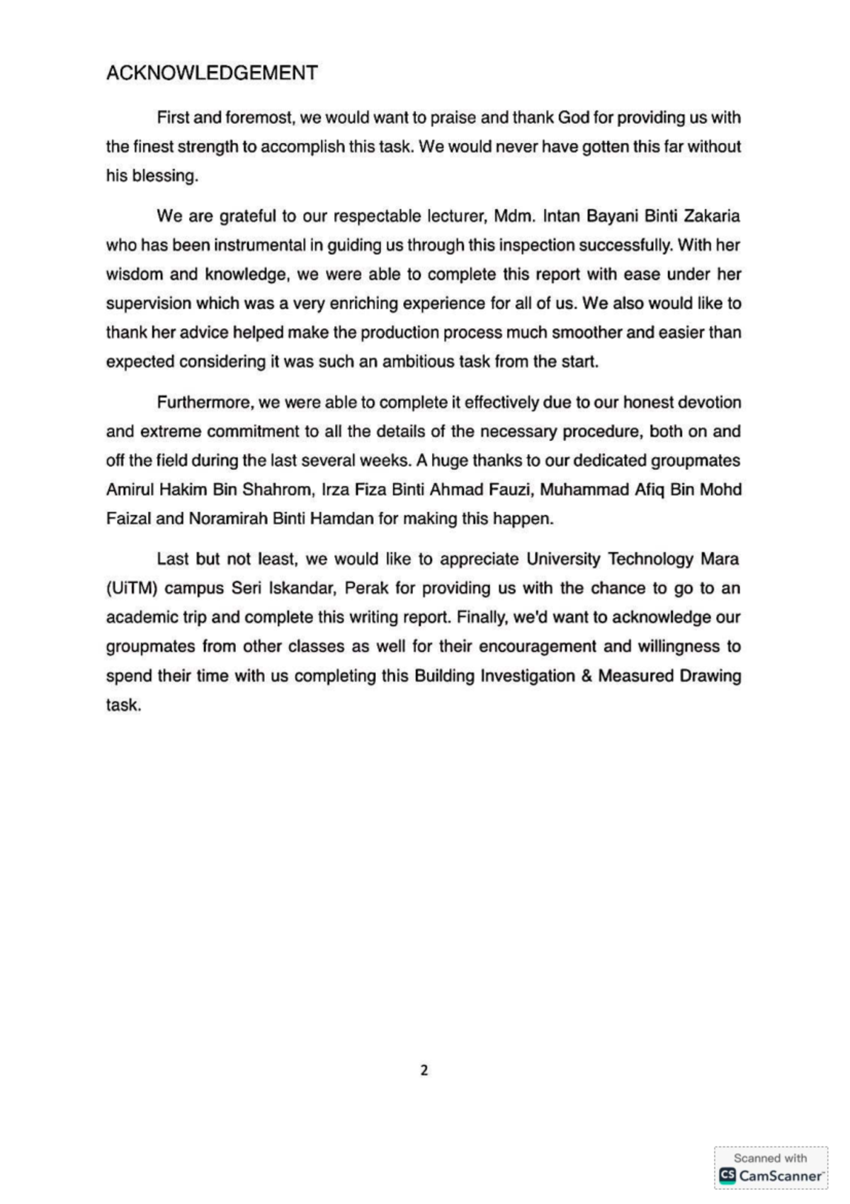 BST 200 - Acknowledgement and Building Investigation Report - Studocu