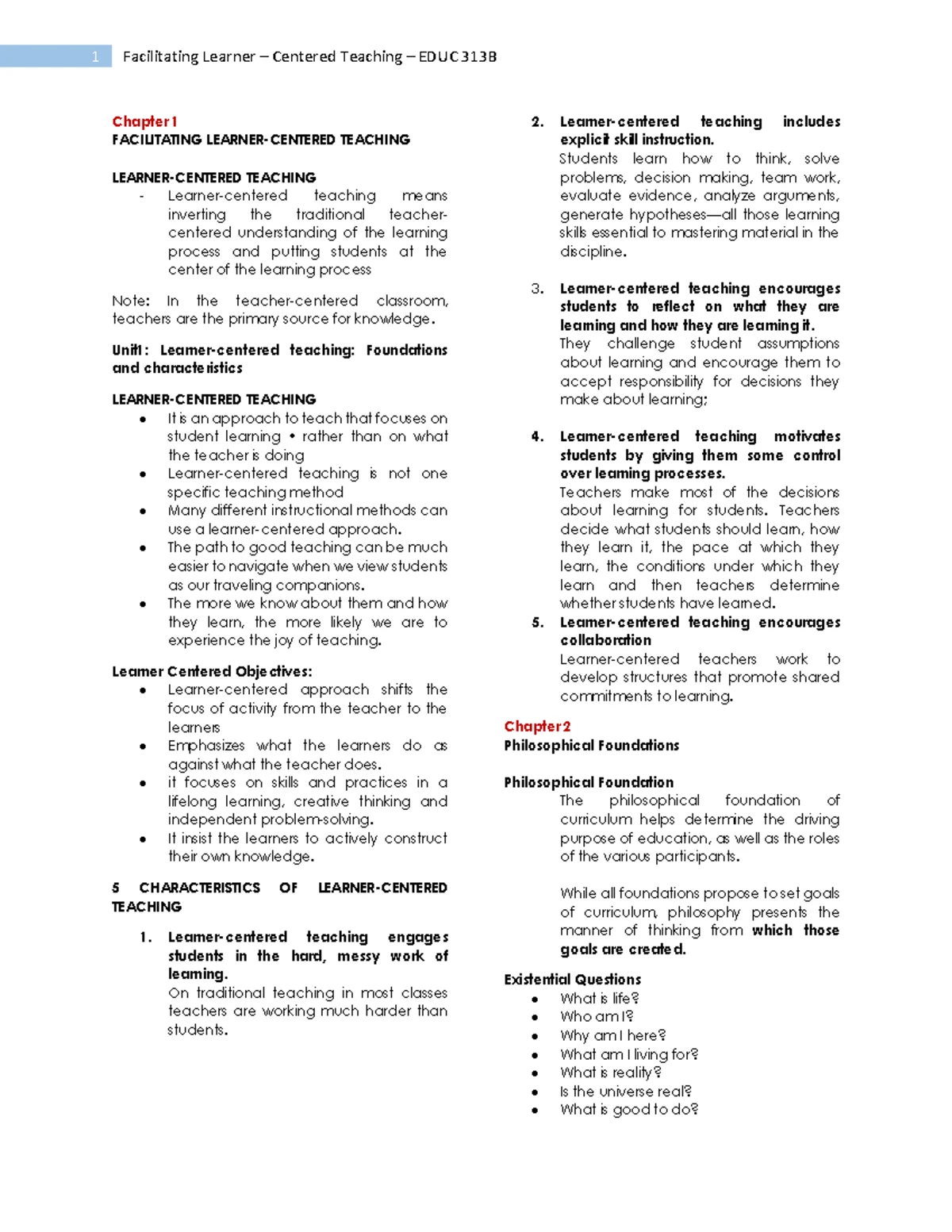 Facilitating Learner Centered Teaching Lesson 1 Introduction To Learner Centered Teaching