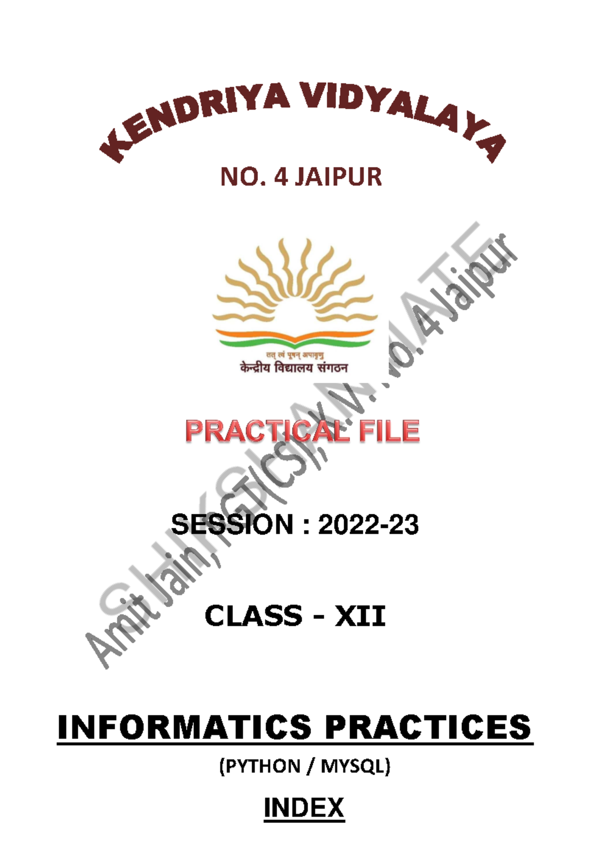Practical FILE (XII - IP) 2022-23 watermark - SESSION : 202 2 - 23 ...