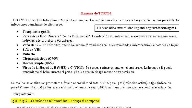 Examen de TORCH y Hepatitis B: Apuntes Esenciales - Studocu