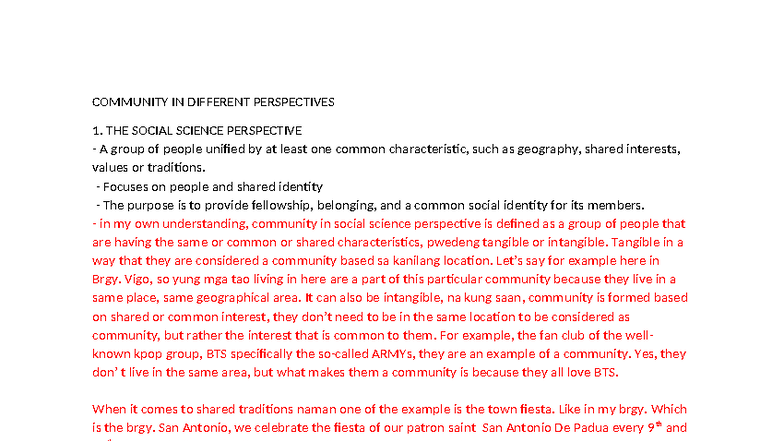 COMMUNITY IN DIFFERENT PERSPECTIVES: SOCIAL SCIENCE & INSTITUTIONAL ...