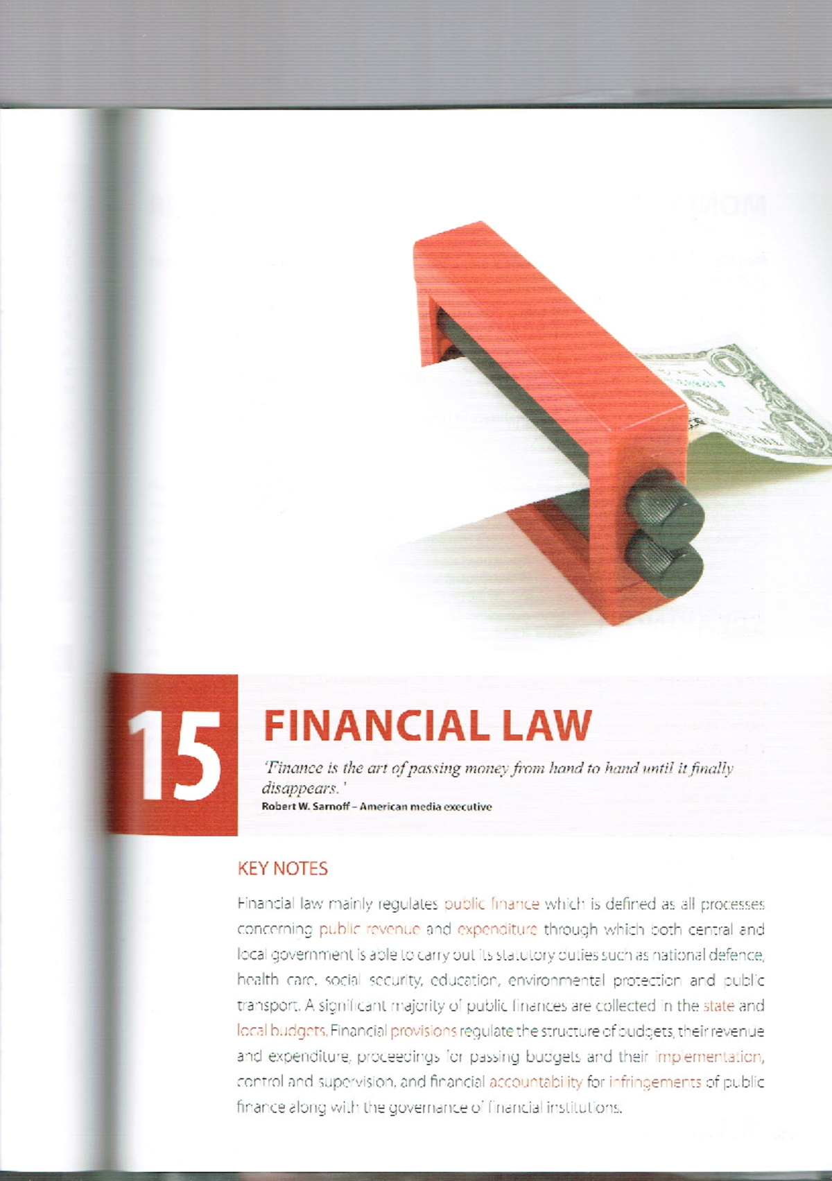 Legal English Unit 15: Key Notes on Financial Law and Money Quiz - Studocu