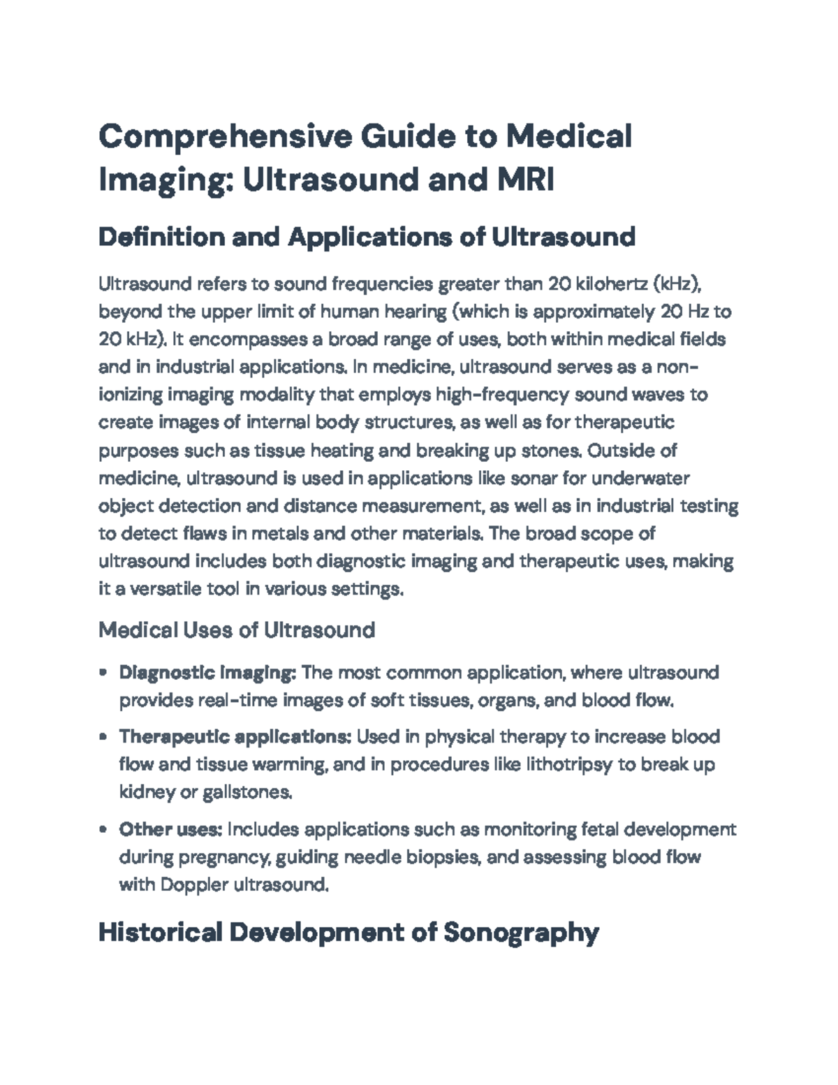 Comprehensive Guide to Medical Imaging: Ultrasound & MRI Overview - Studocu