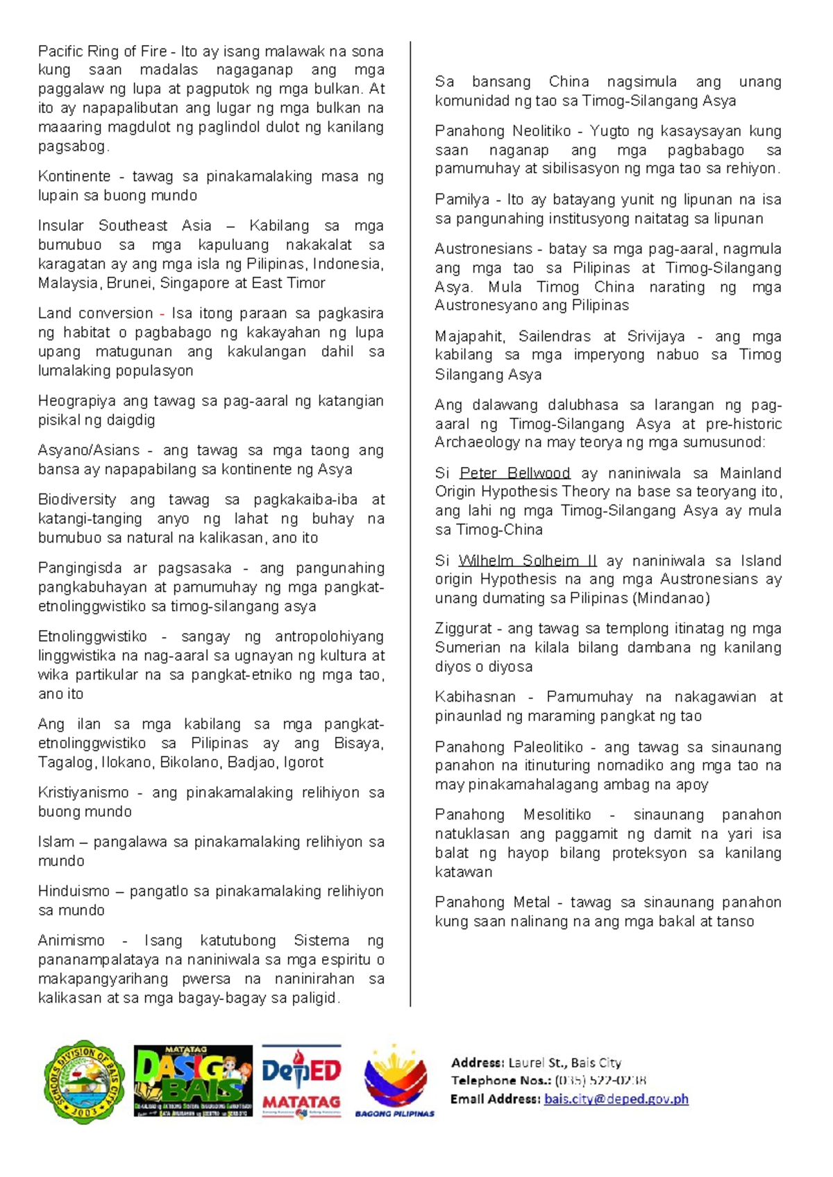 AP-7 - Reviewer ng Heograpiya at Kultura ng Timog-Silangang Asya - Studocu