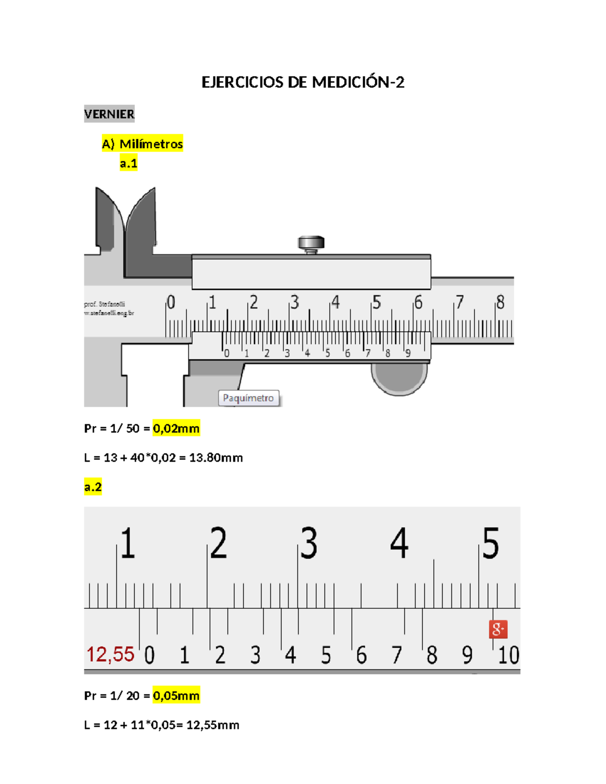 Ejercicios De Medicion Vernier Y Microme Ejercicios De Medición