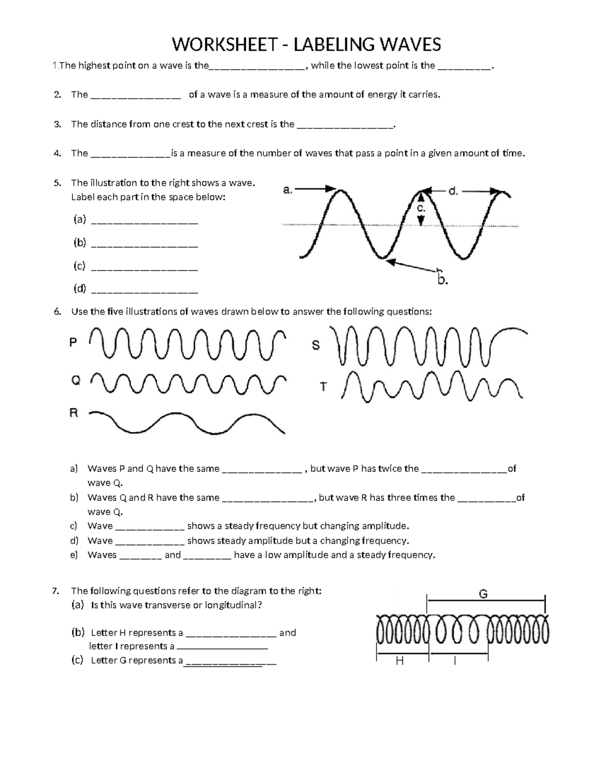 Worksheet: Labeling Waves & Understanding Properties (PHYS 101) - Studocu