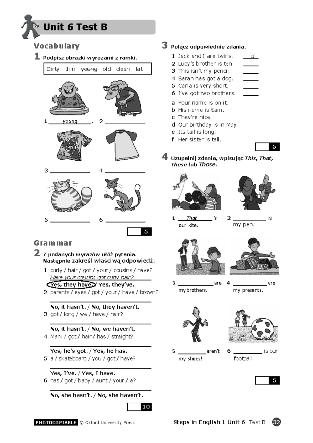 Steps in English 1 Unit 6 Test B: Vocabulary & Grammar Exercises - Studocu