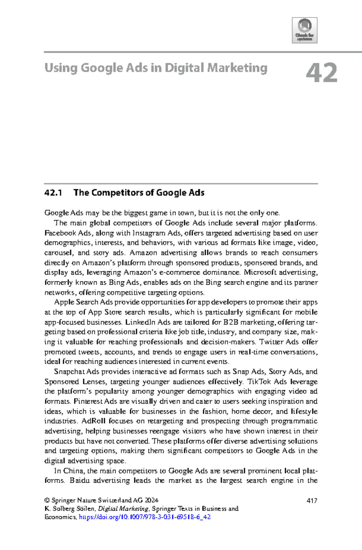 42 Using Google Ads in Digital Marketing: Competitors and Strategies ...