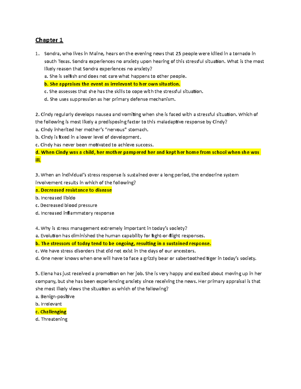 MH exam 1 - questio - Chapter 1 Sondra, who lives in Maine, hears on ...