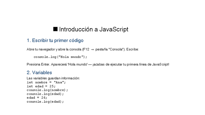 Introducción Básica a JavaScript - Curso JS101 - Studocu