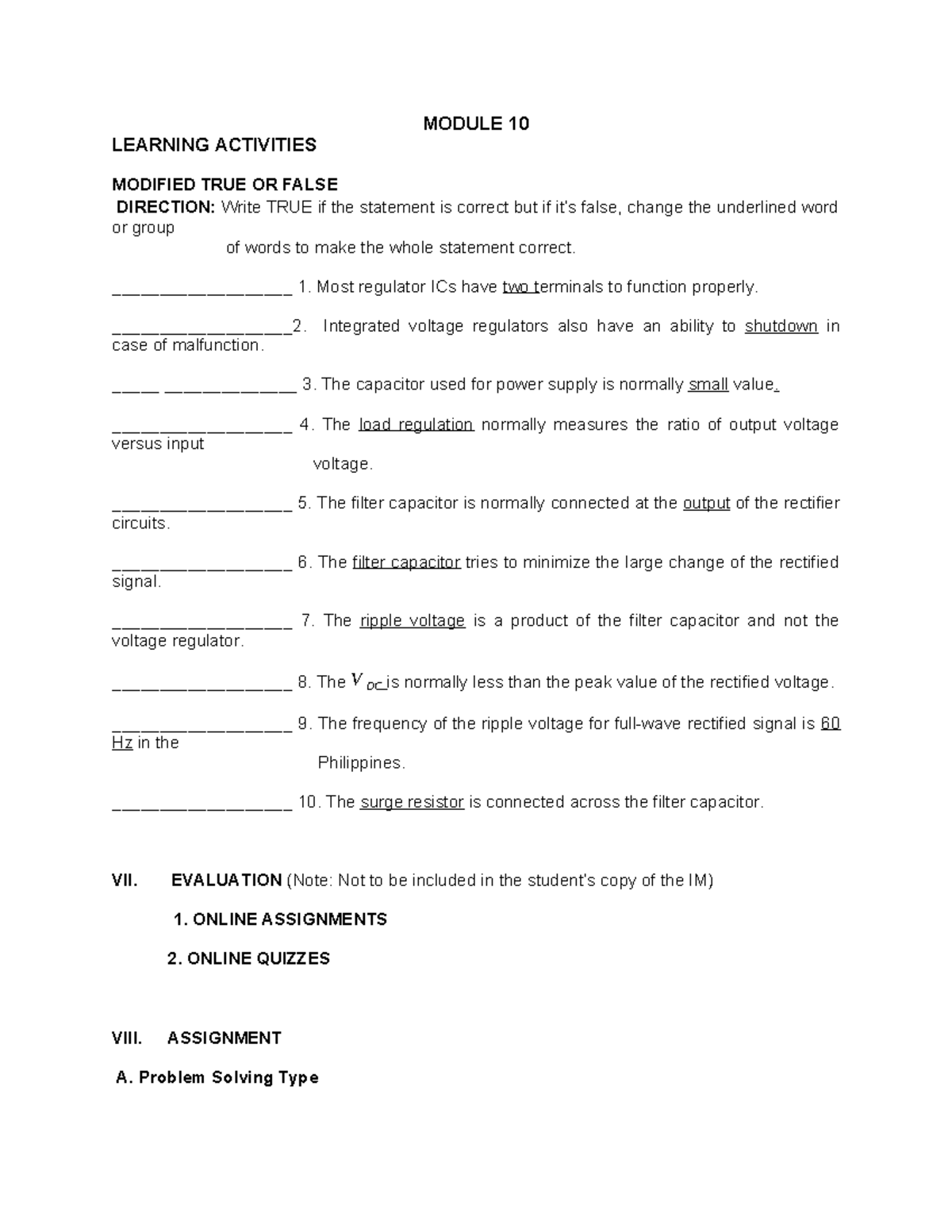 MOD10 - Electronics Device and Circuits - MODULE 10 LEARNING ACTIVITIES ...