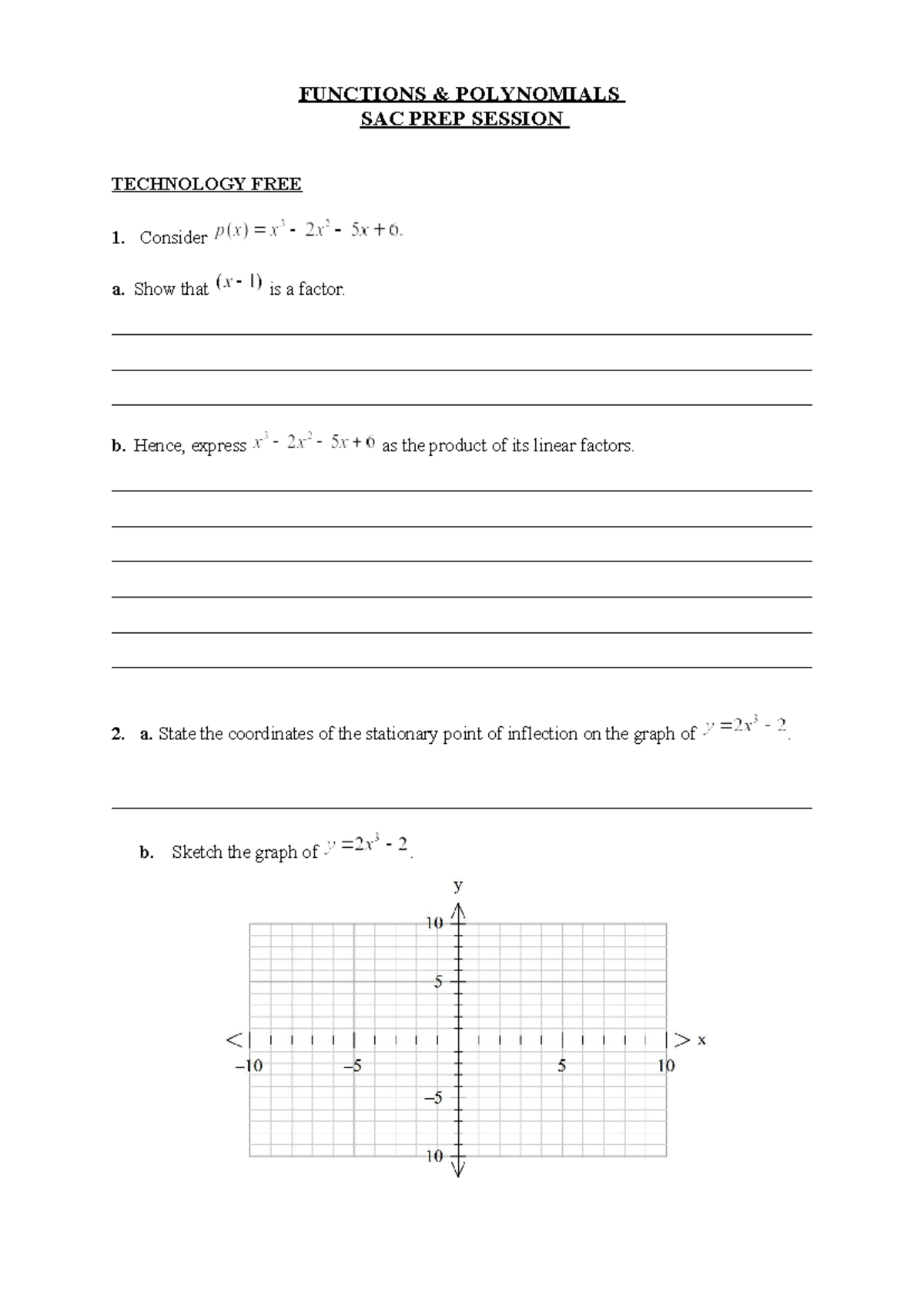 SAC Prep Session: Polynomial Functions & Graphing Techniques - Studocu
