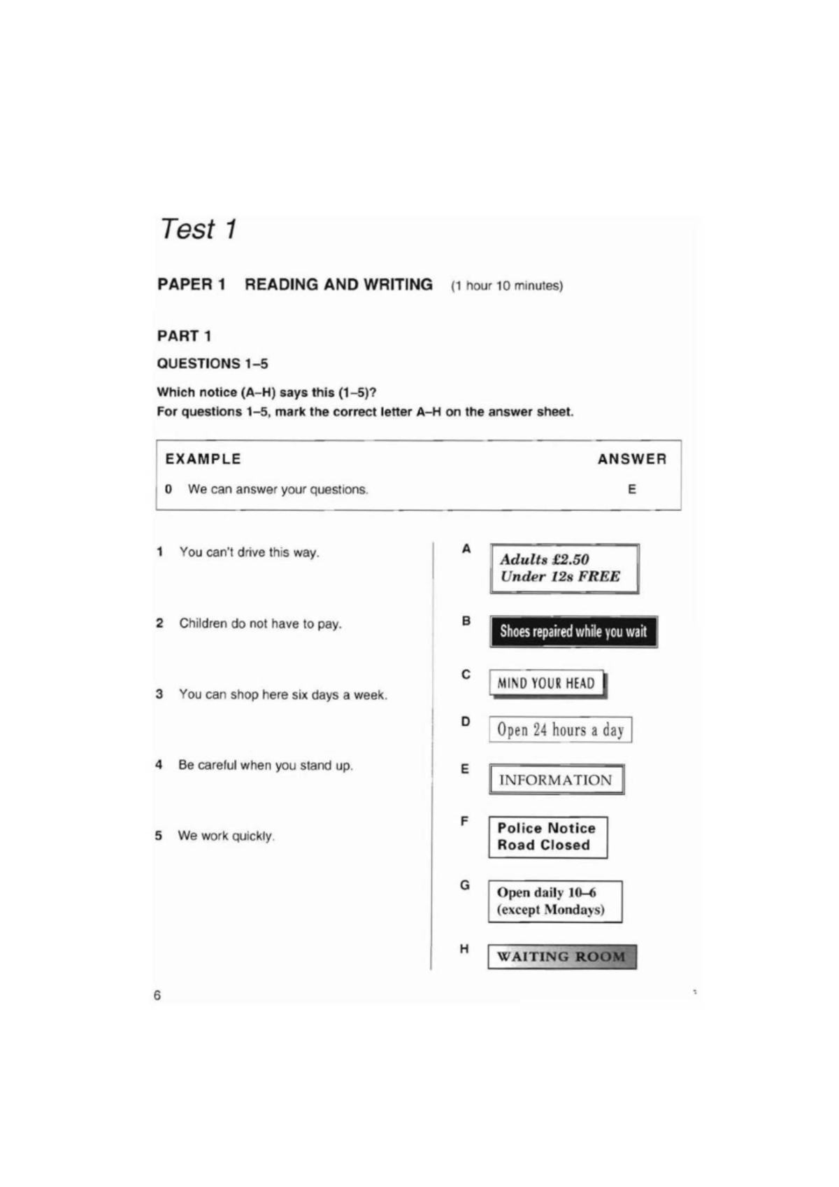 Test 1 Paper 1 Reading and Writing Revision Exercises - Studocu