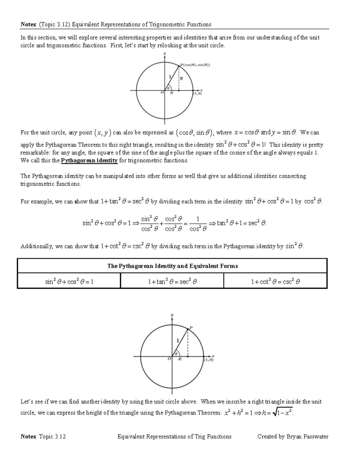 Equivalent Representations of Trigonometric Functions (Topic 3.12 ...