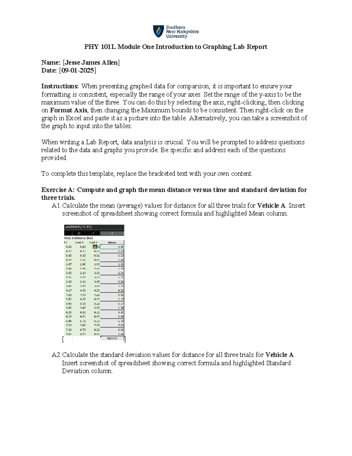 PHY 101L Graphing Lab Report: Analysis of Vehicle Speeds and Errors - Studocu
