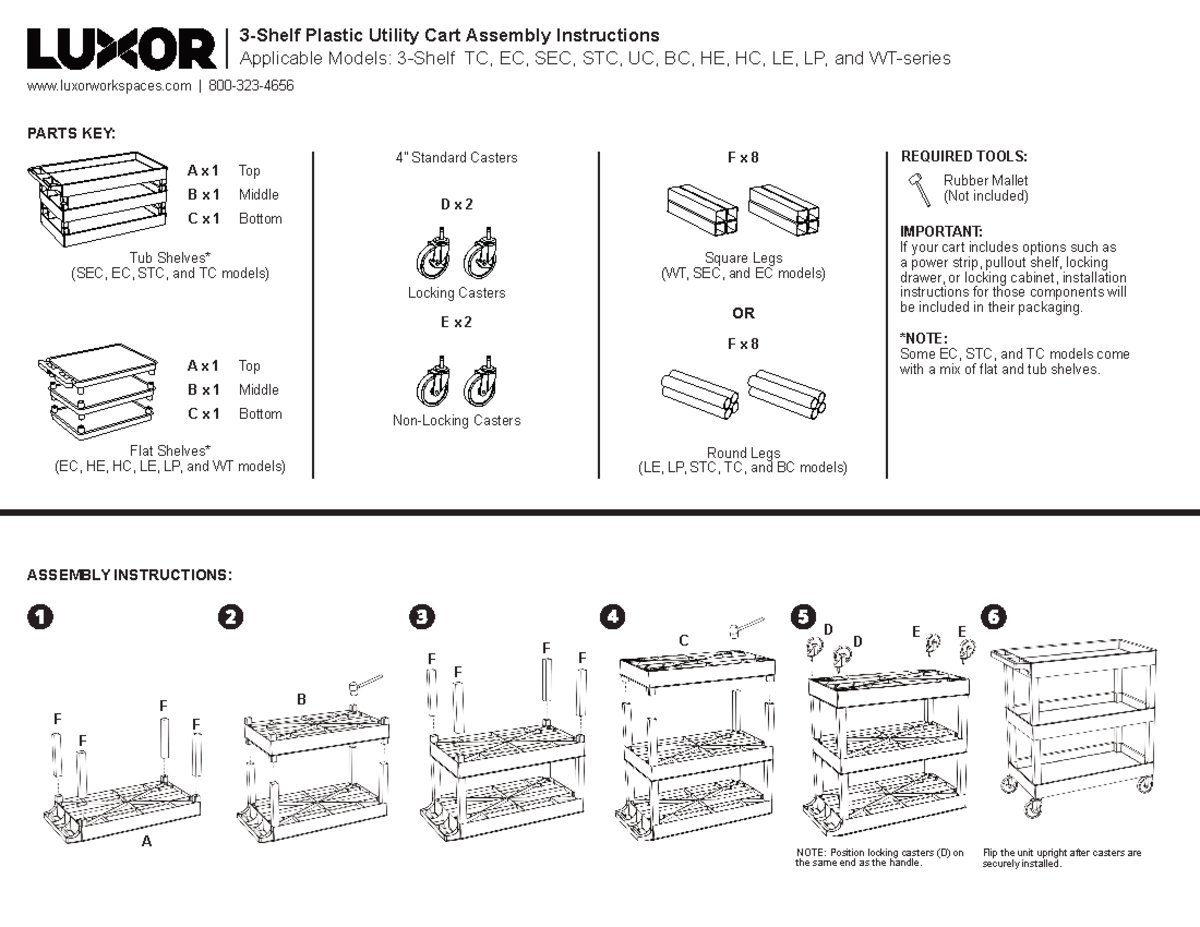 3-Shelf Plastic Utility Cart Assembly Instructions - Model 2403 - Studocu
