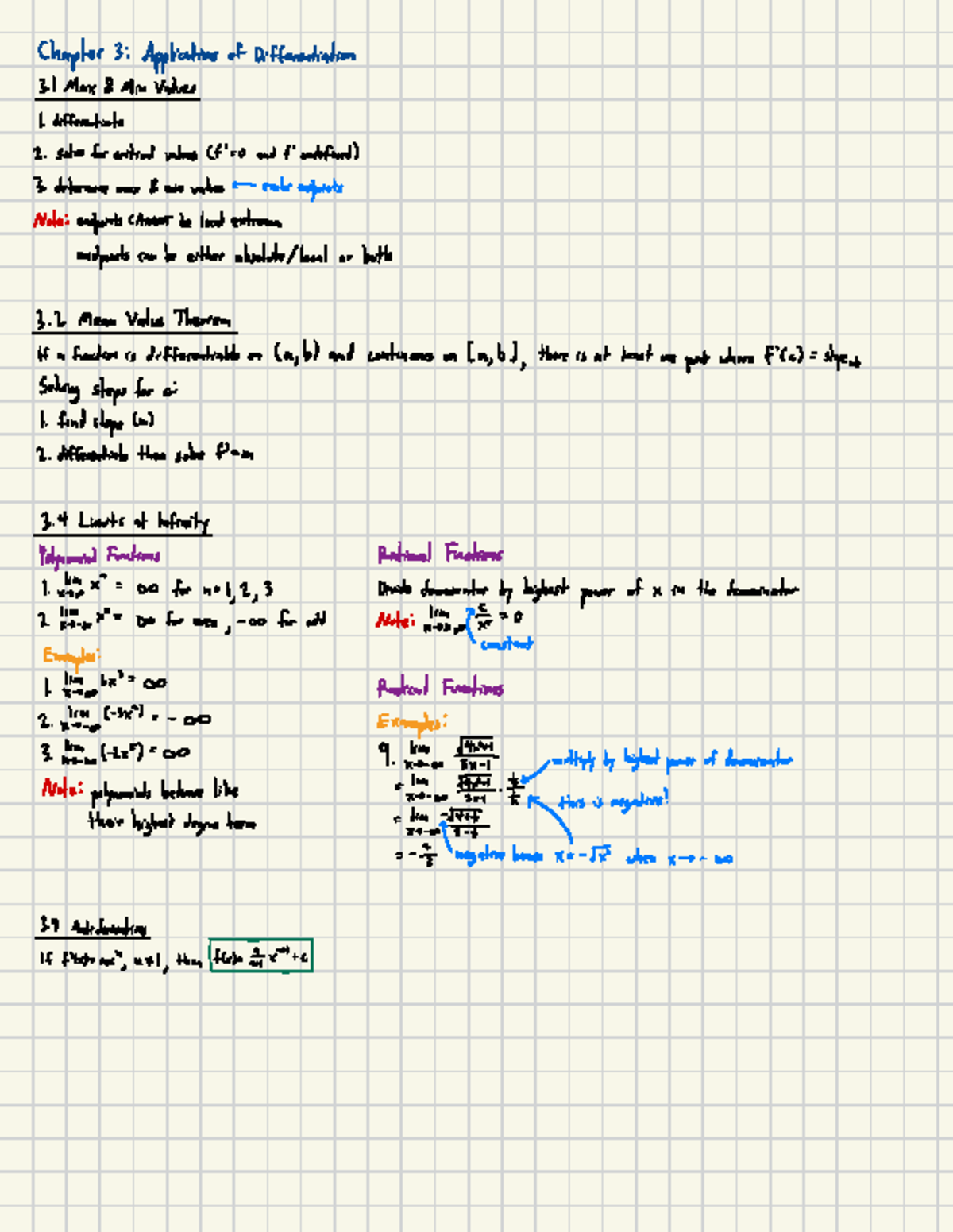 AP Calculus Chapter 3: Applications of Differentiation Notes - Studocu
