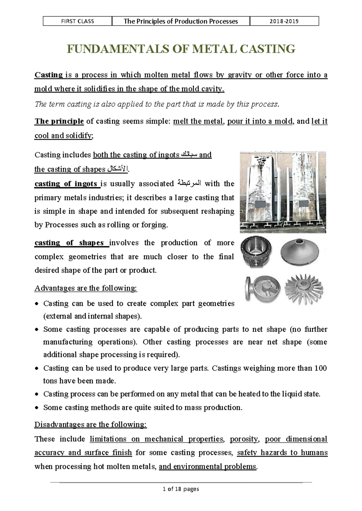 Fundamentals of Metal Casting Processes - Production Principles (ENG ...