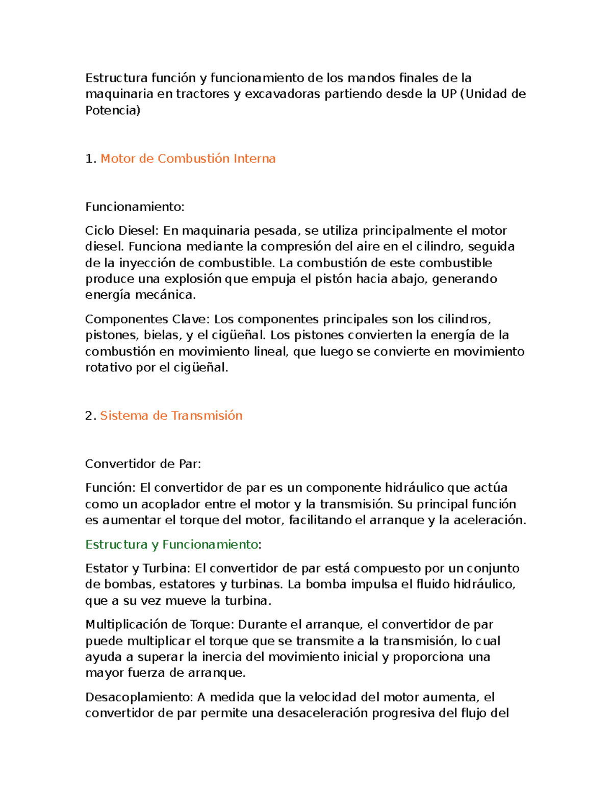 Mandoos Finales: Estructura y Función en Maquinaria Pesada - Studocu