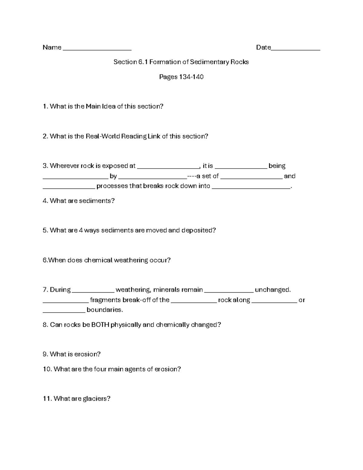 Section 6.1: Formation of Sedimentary Rocks - Key Concepts and ...