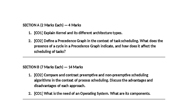 Operating Systems (OS) Exam Review: Concepts & Scheduling Algorithms ...