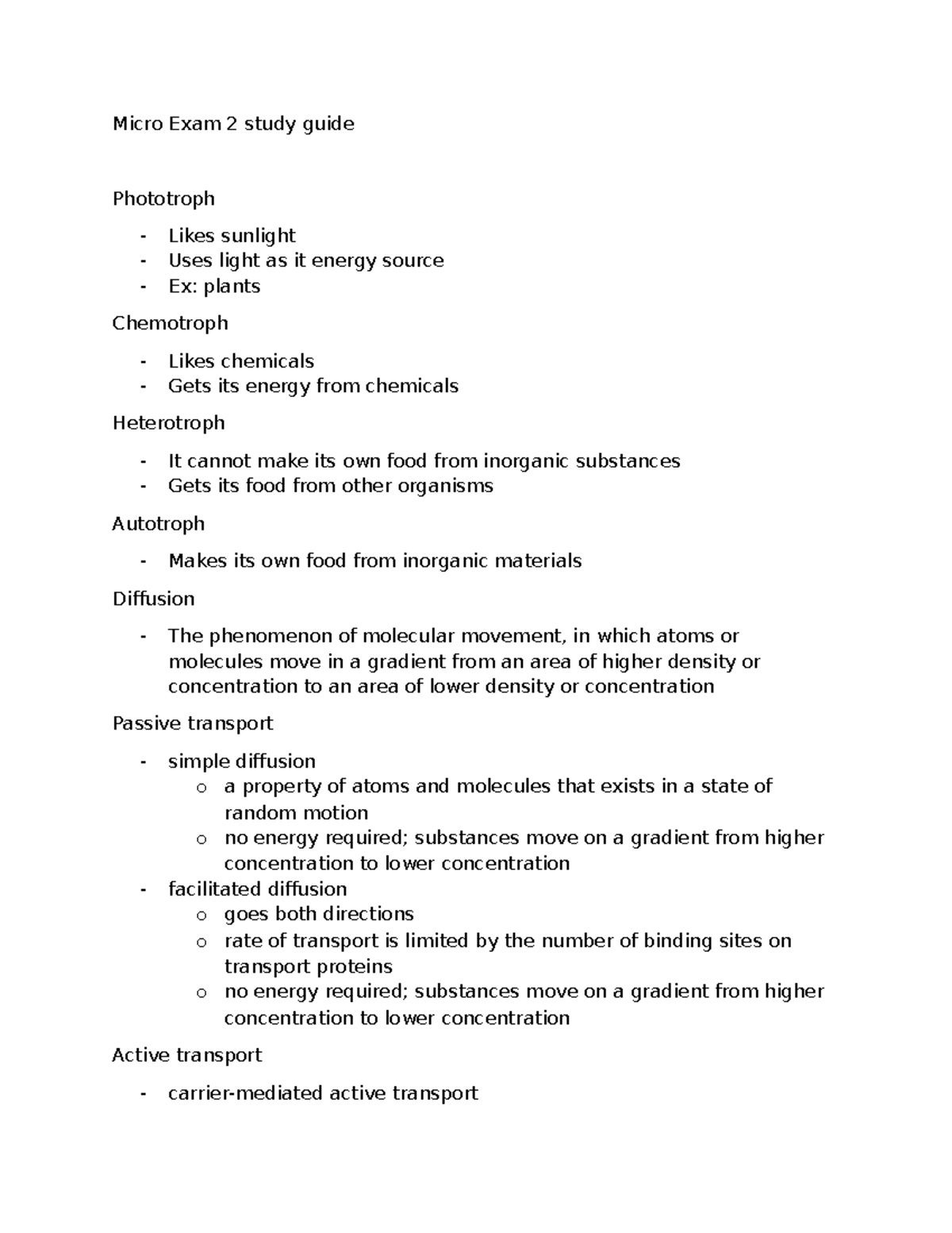 Microbiology 101: Exam 2 Study Guide on Key Concepts and Processes - Studocu