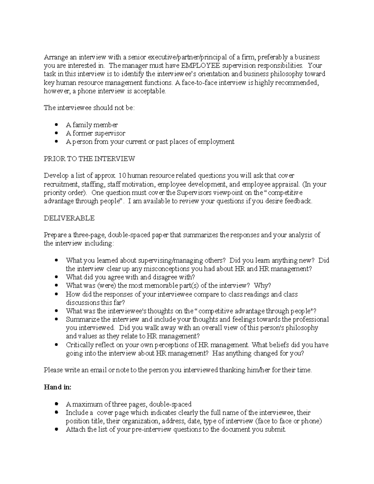 Portfolio 1 - Arrange an interview with a senior executive/partner ...