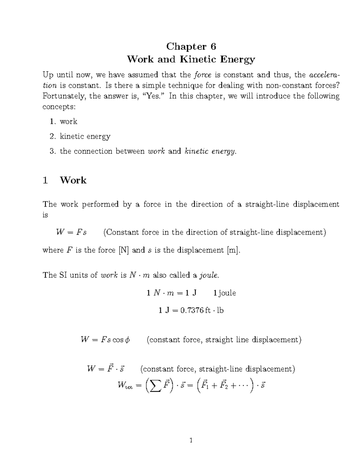 University Physics 15th Ed: Chapter 6 - Work & Kinetic Energy Concepts - Studocu